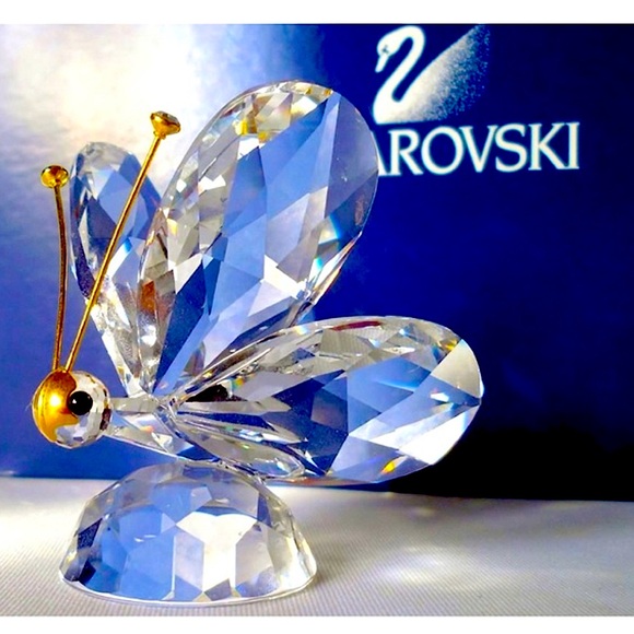 Swarovski | Other | Swarovski Butterfly Mini V Crystal Tips On Gold Antenna Large Nose Owl Gift ...